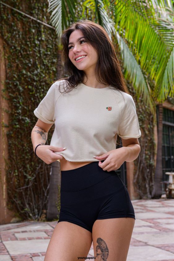 YoungLA ropa mujer abedul camiseta corta raglán w411 8T60JL1053 ...