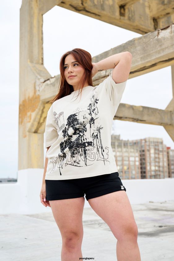 YoungLA ropa mujer lavado de huesos camisetas extragrandes fantasma ...
